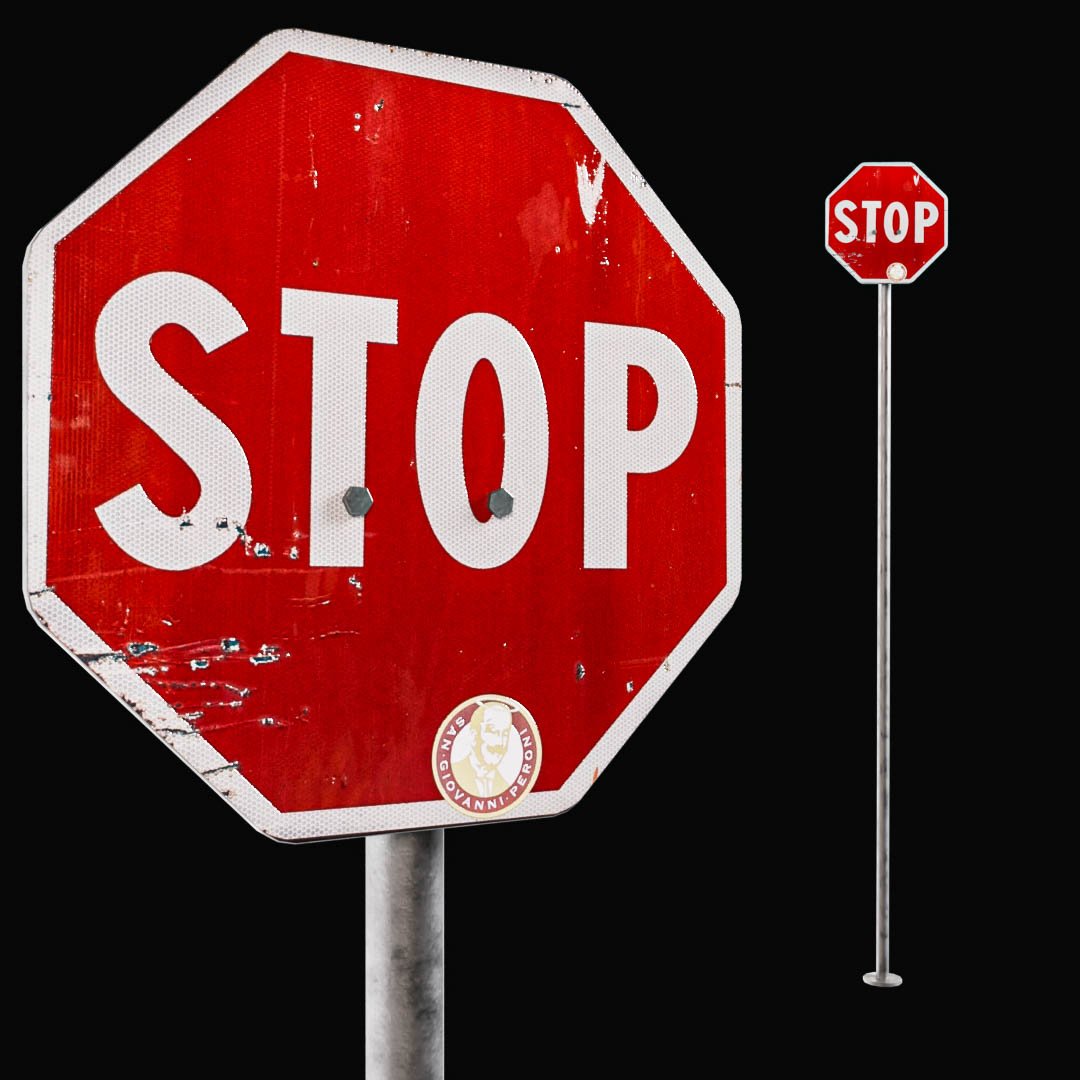 Stop road sign | FREE Urban Environment models | BlenderKit