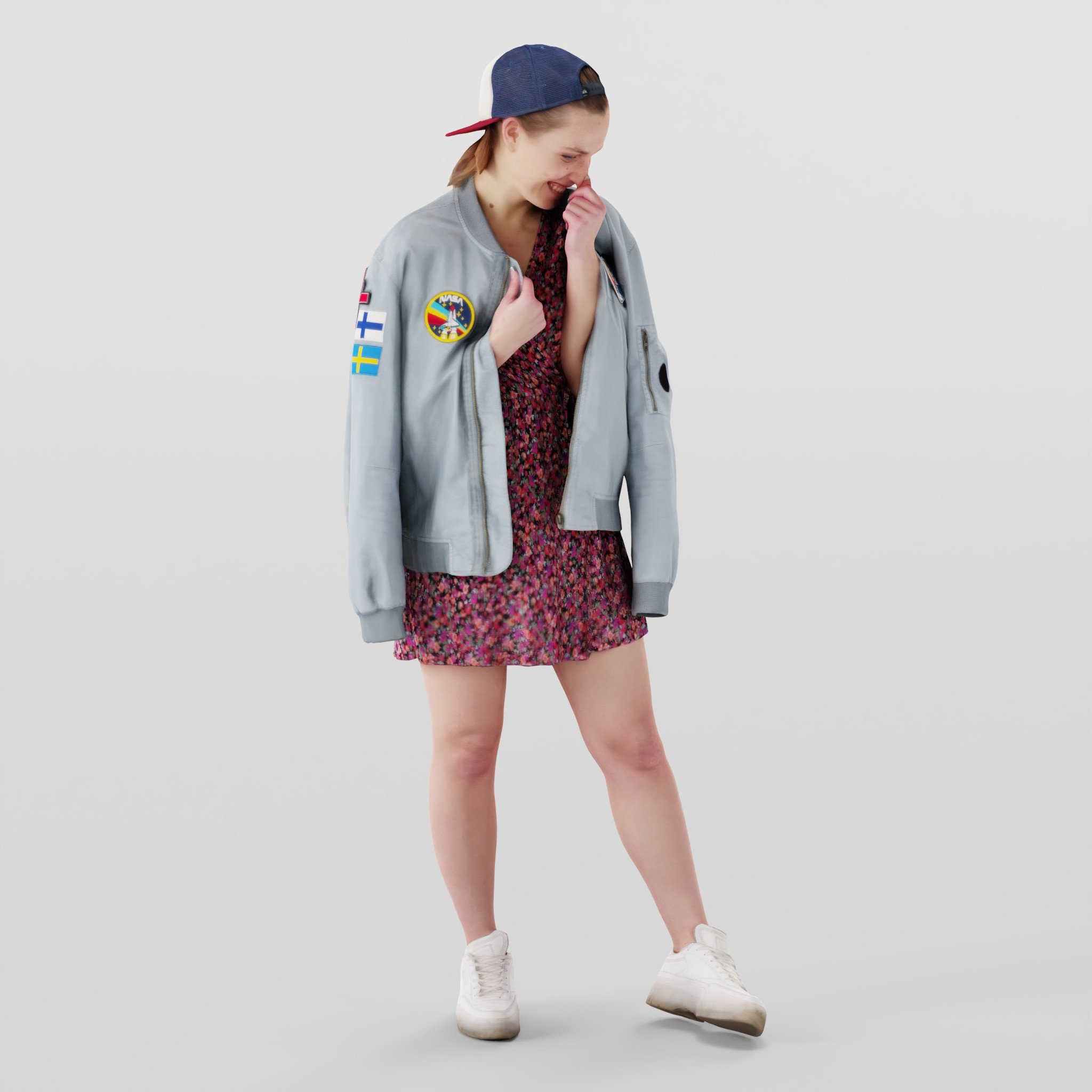 Young blonde woman laughing | 3D Women models | BlenderKit