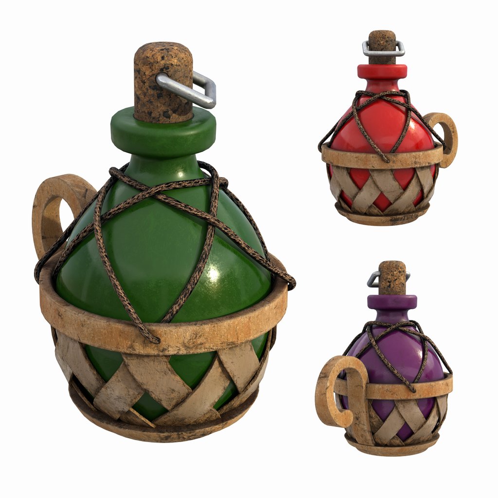 Medieval Flask - 3 Colors | Interior Design models | BlenderKit