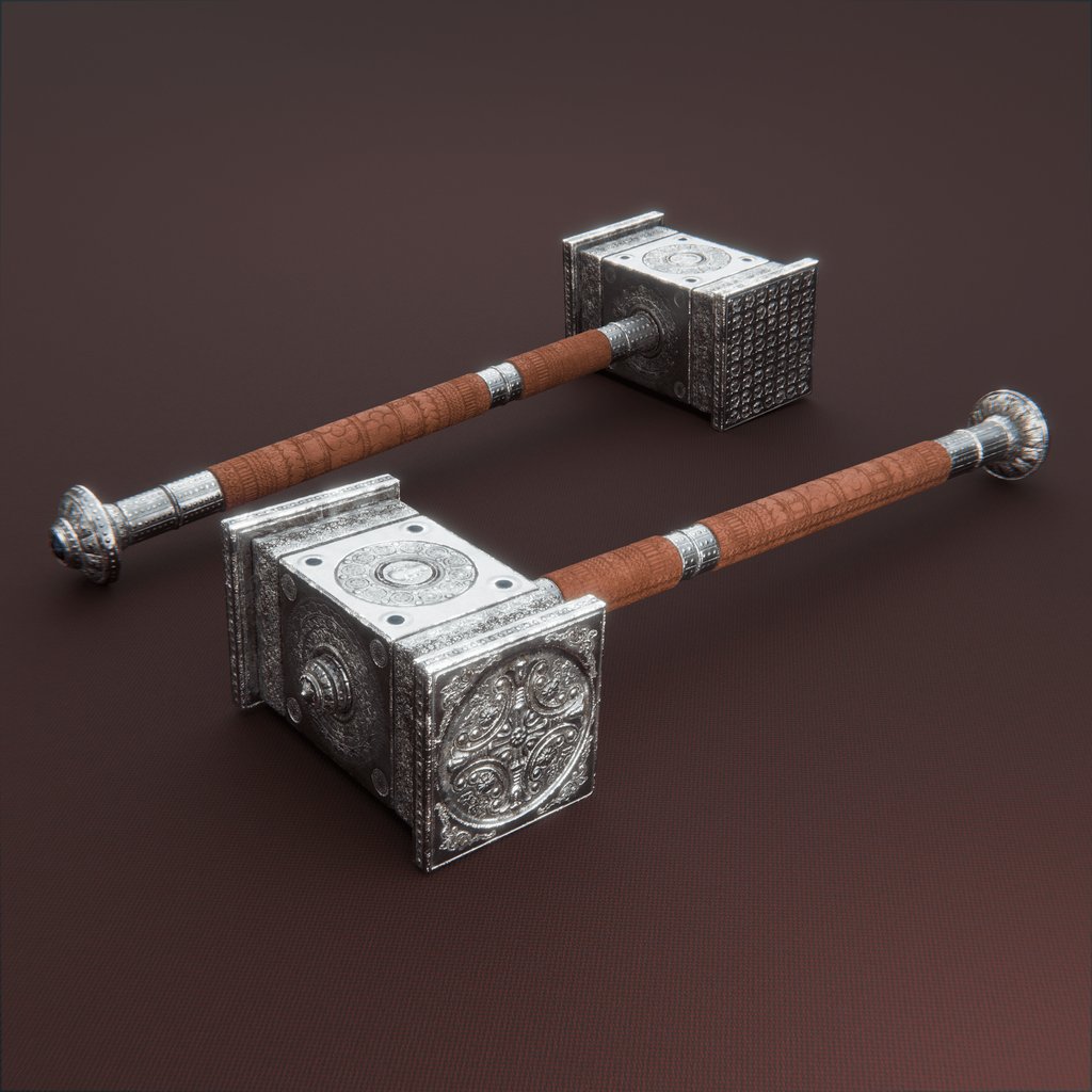 Silver Ceremonial Mace | FREE Weapons & Armors models | BlenderKit