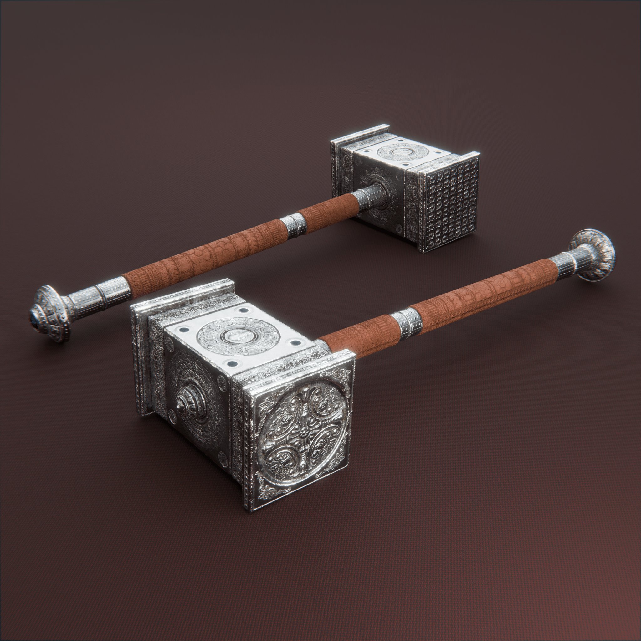 Silver Ceremonial Mace | FREE Weapons & Armors models | BlenderKit