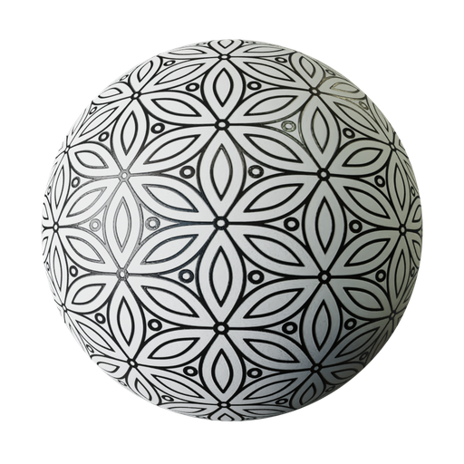 Flower pattern tile white and black | FREE tiles materials | BlenderKit