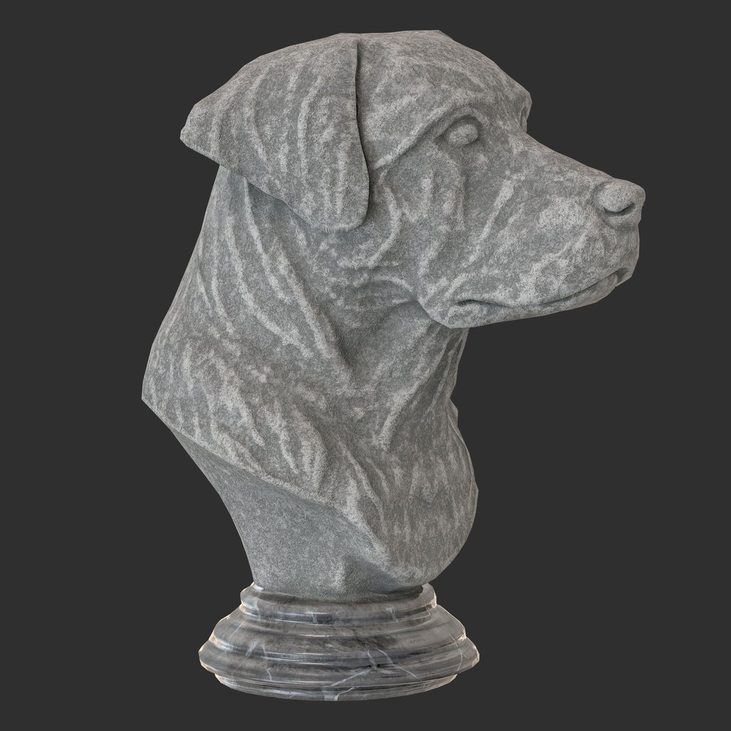 Dog bust stone statue | FREE Interior Sculptures models | BlenderKit