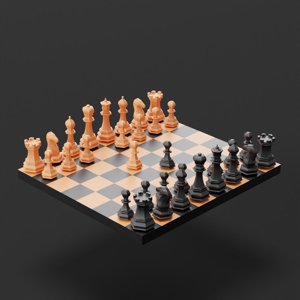 Chess on the board | FREE 3D Hobby Accessories models | BlenderKit