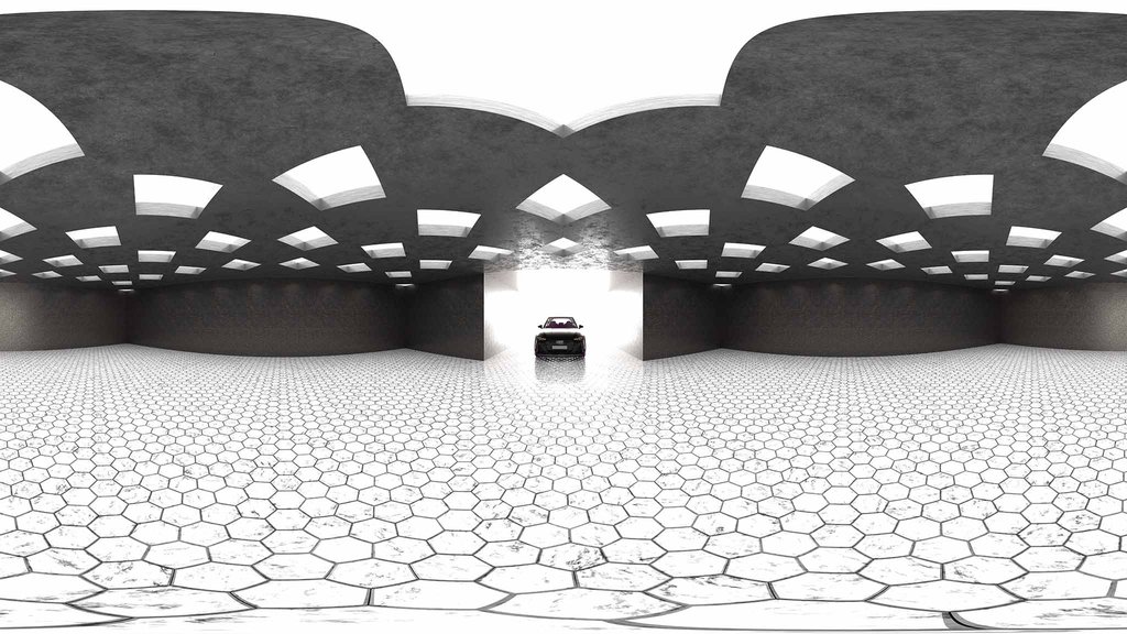 Geometric Skylight Car Hall HDRI | Futuristic Environments HDRis ...