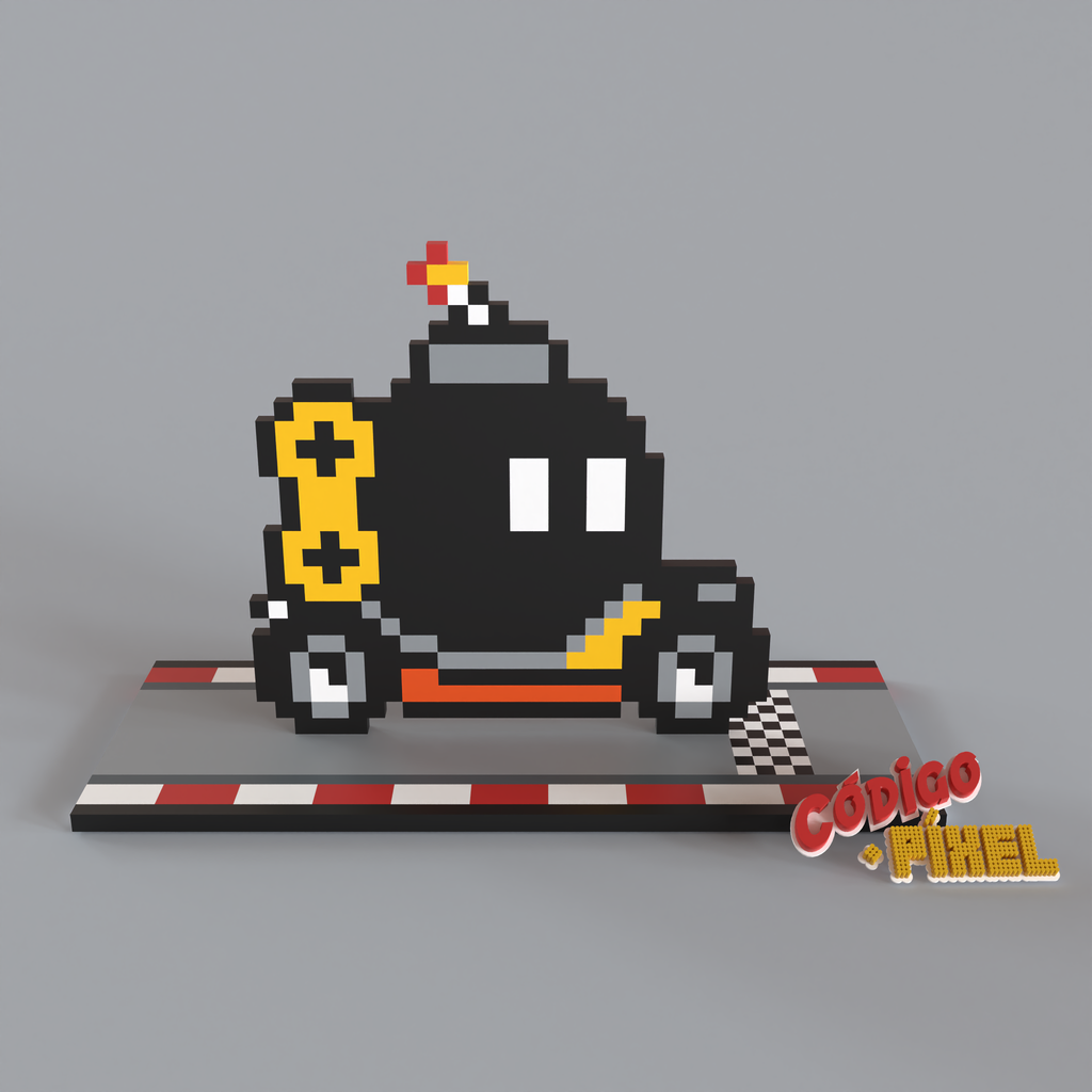 SMK032 - Super Pixel Kart Bob-omb | 3D Character models | BlenderKit