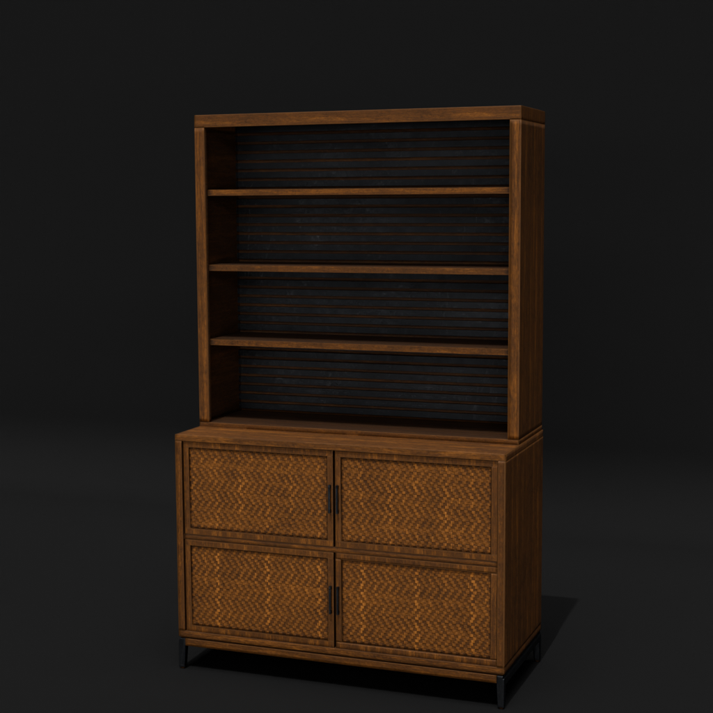 Walnut Wood Shelf Cabinet | Shelves models | BlenderKit