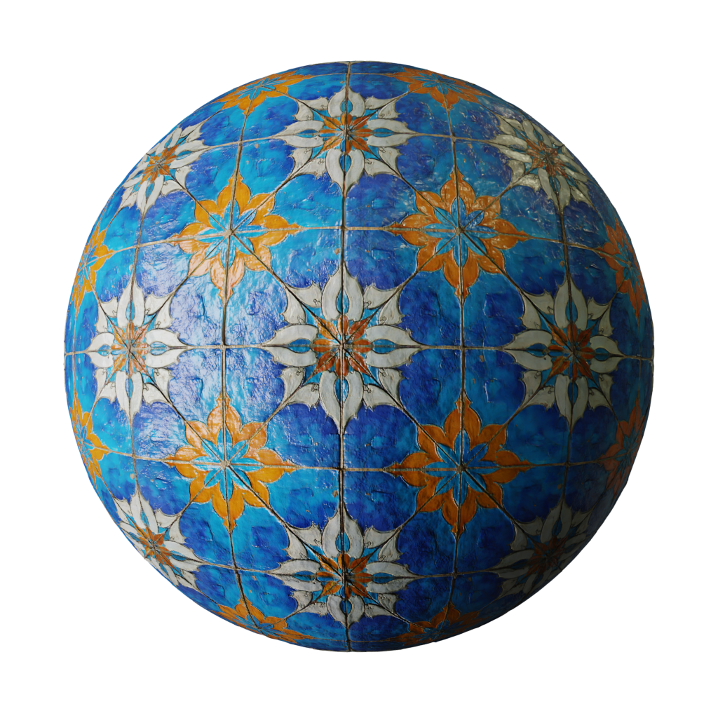 Persian Art Embossed Ceramic Tile | FREE ceramic materials | BlenderKit