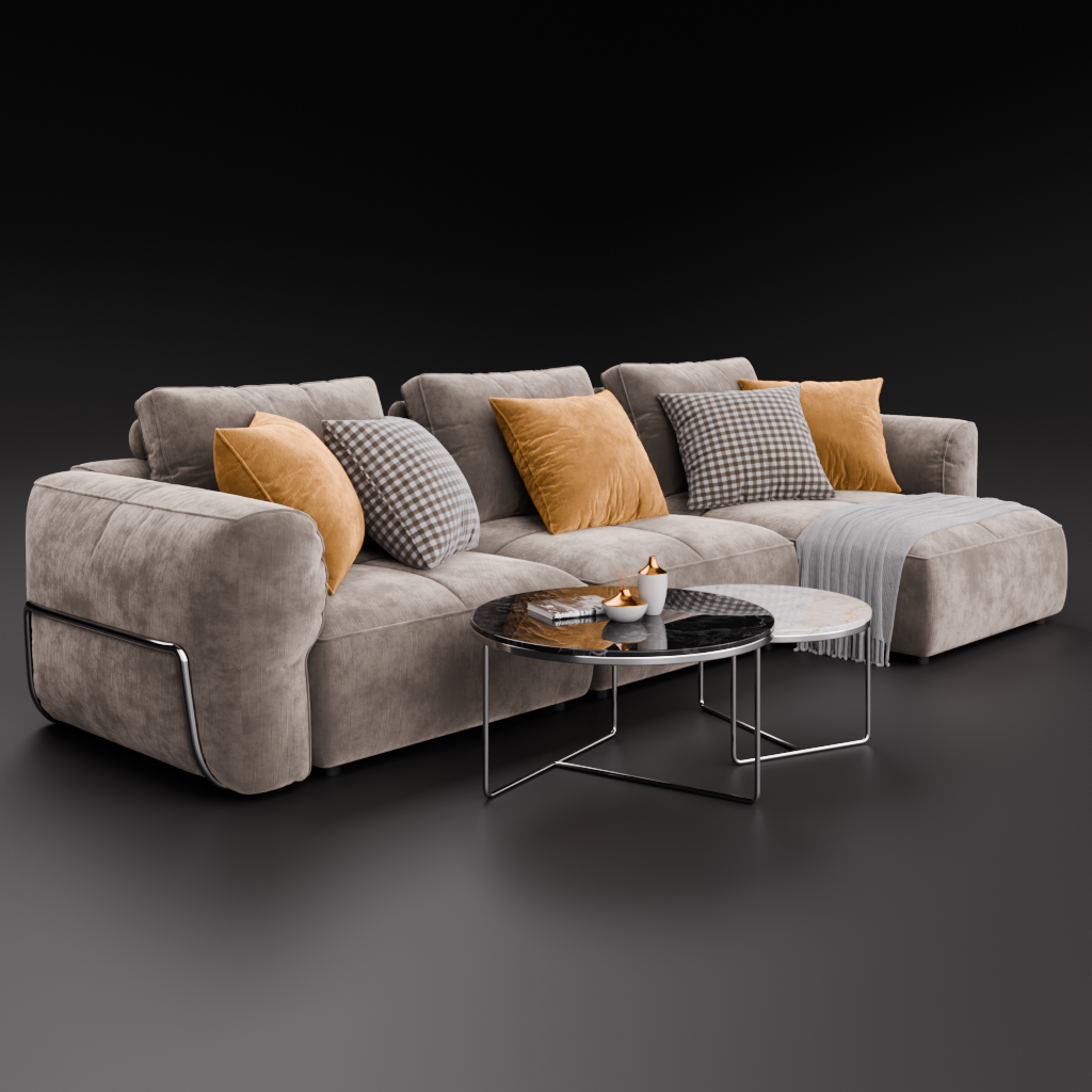 Sofa Dune Modular Velvet | Sofas models | BlenderKit