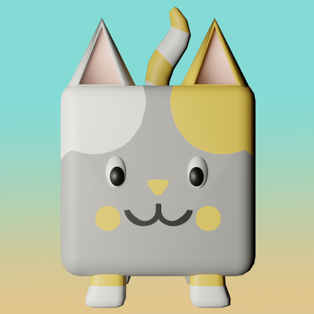 Cube Cat Yellow | Animals models | BlenderKit