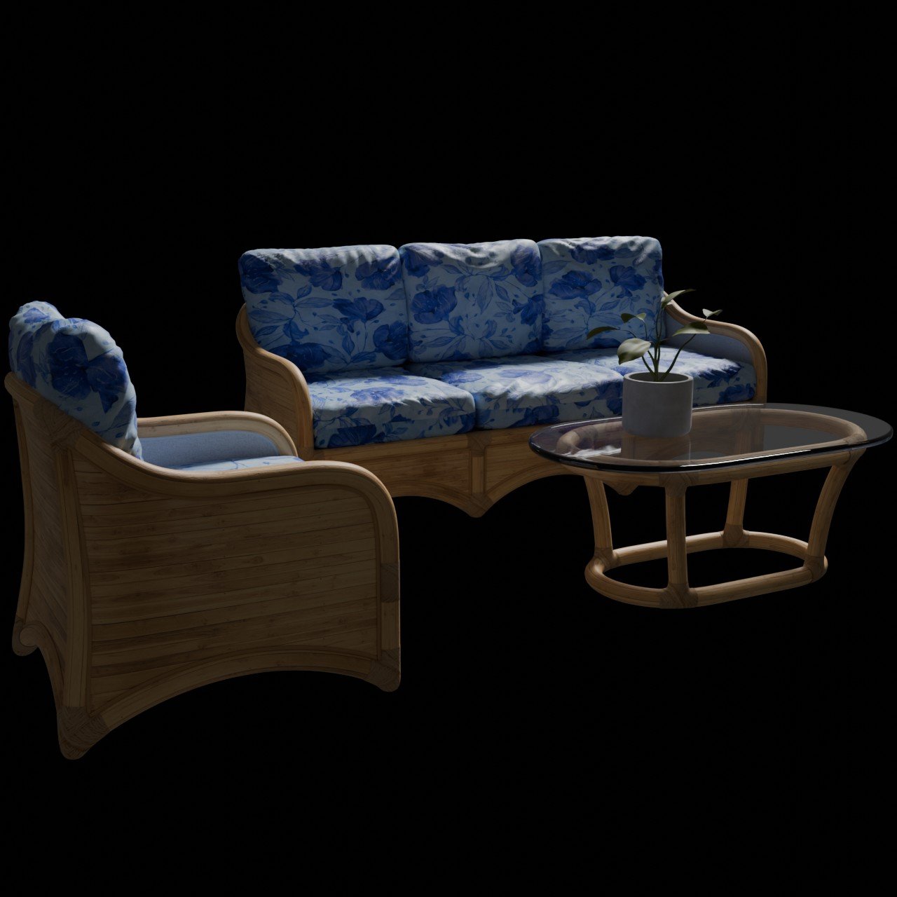 Wooden Sofa Set | FREE Sofas models | BlenderKit