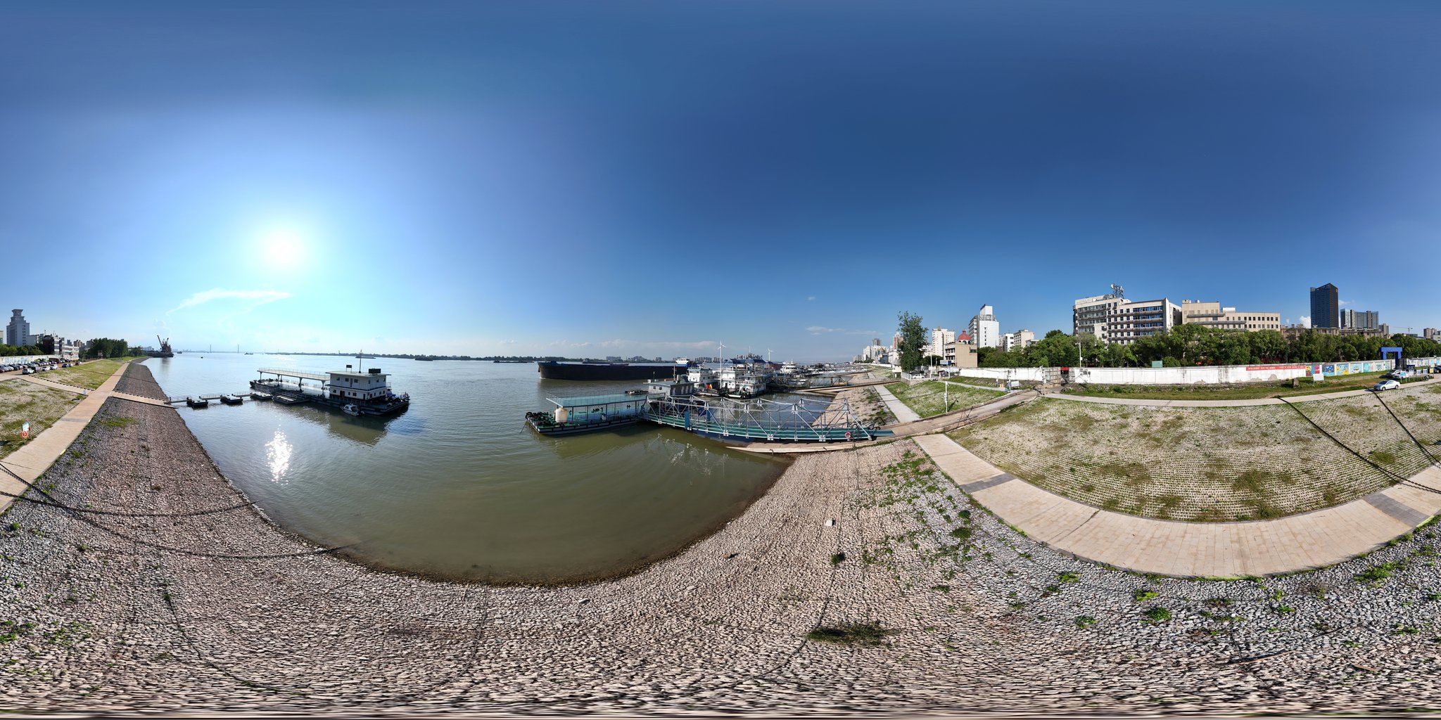 Riverside Bluesky Ship Water | FREE Urban Elements HDRis | BlenderKit