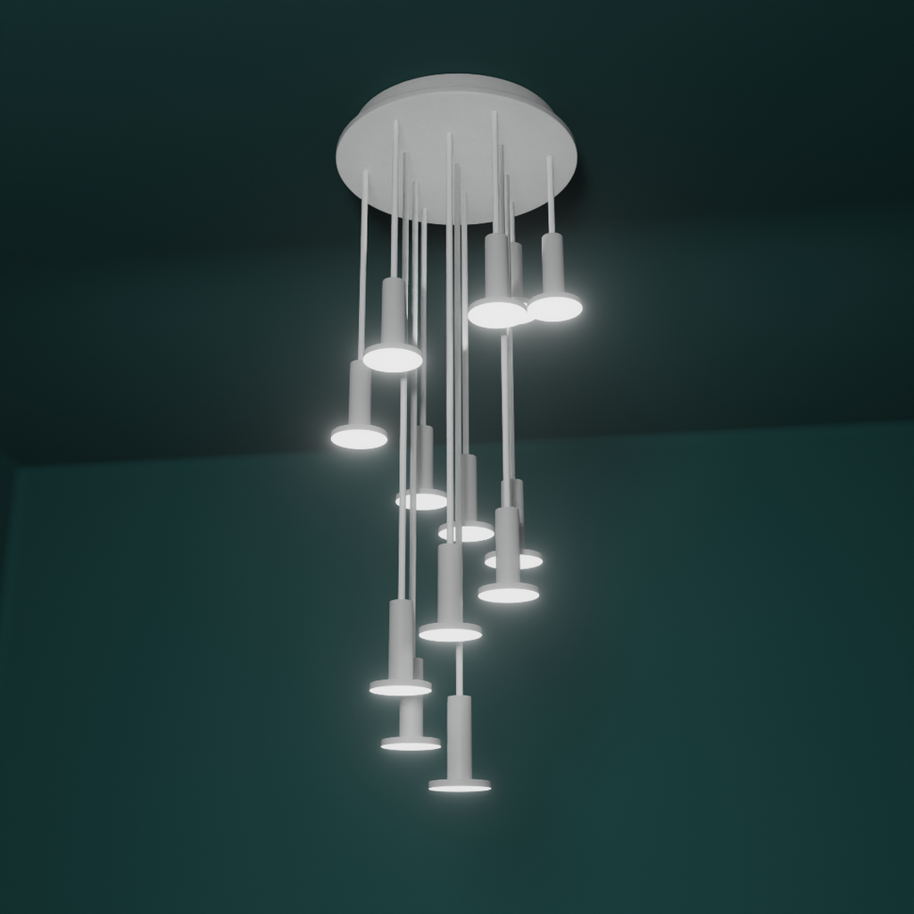 BlenderKit | Download the Pablo Cielo 13 Pendant Chandelier White model