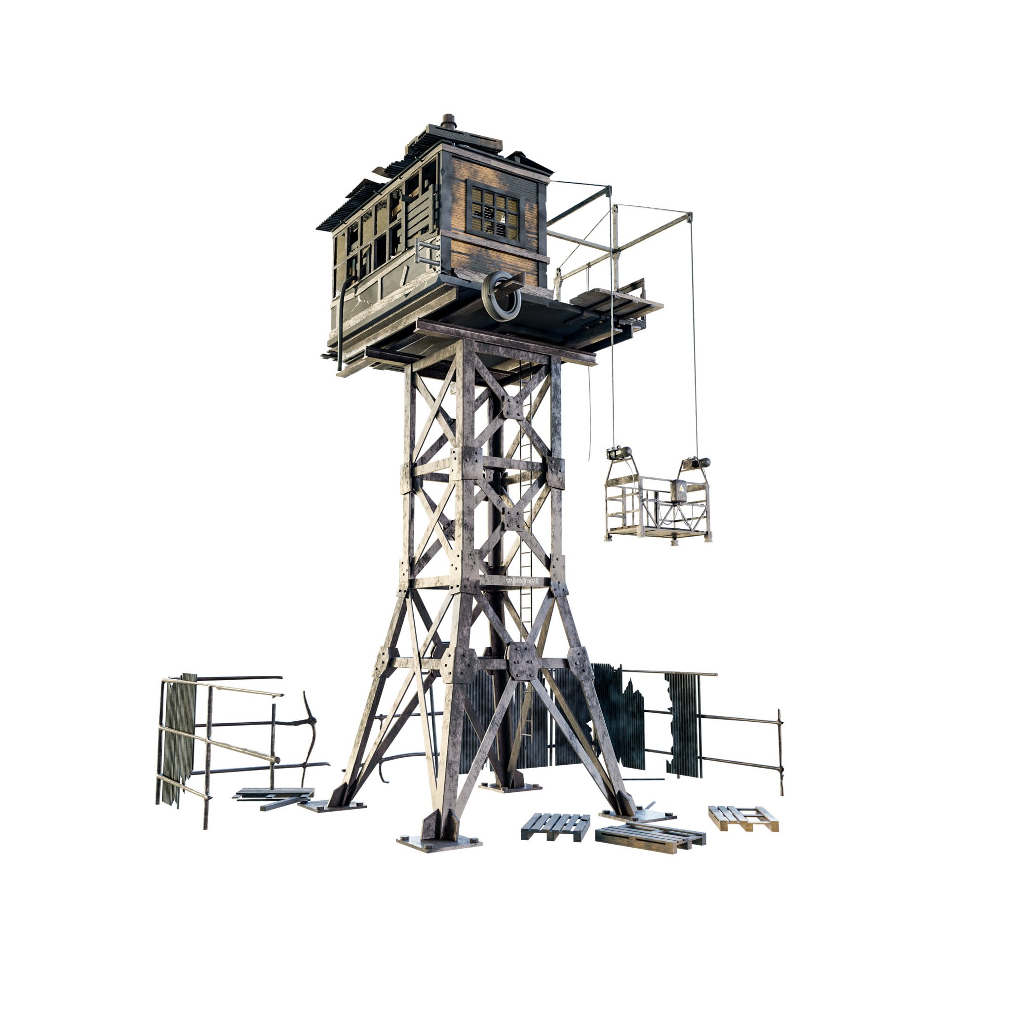 Old tower with an elevator | Industrial Machinery models | BlenderKit