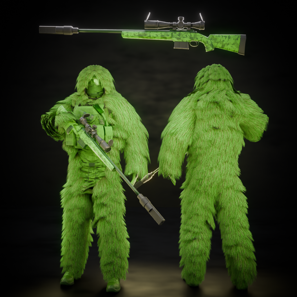 Ghillie Suit Sniper (Rigged) | Military Characters models | BlenderKit