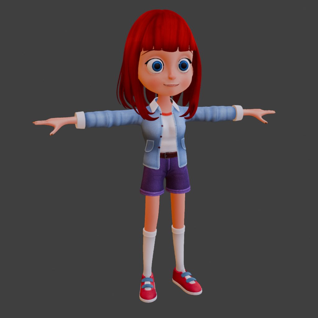 Stylized Cartoon Girl Character | Children models | BlenderKit