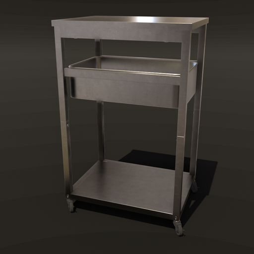 Metal Trolly with Basket | Kitchen Storage Spaces models | BlenderKit