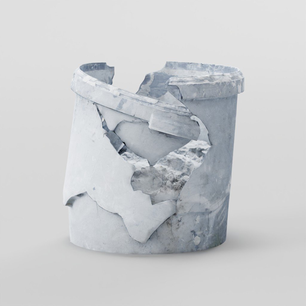 Broken bucket with dried plaster | Containers models | BlenderKit