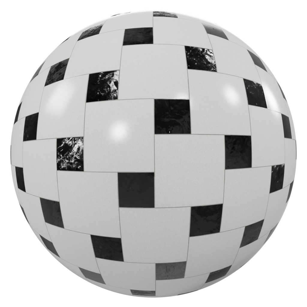 Black white check tiles | FREE 3D tiles materials | BlenderKit