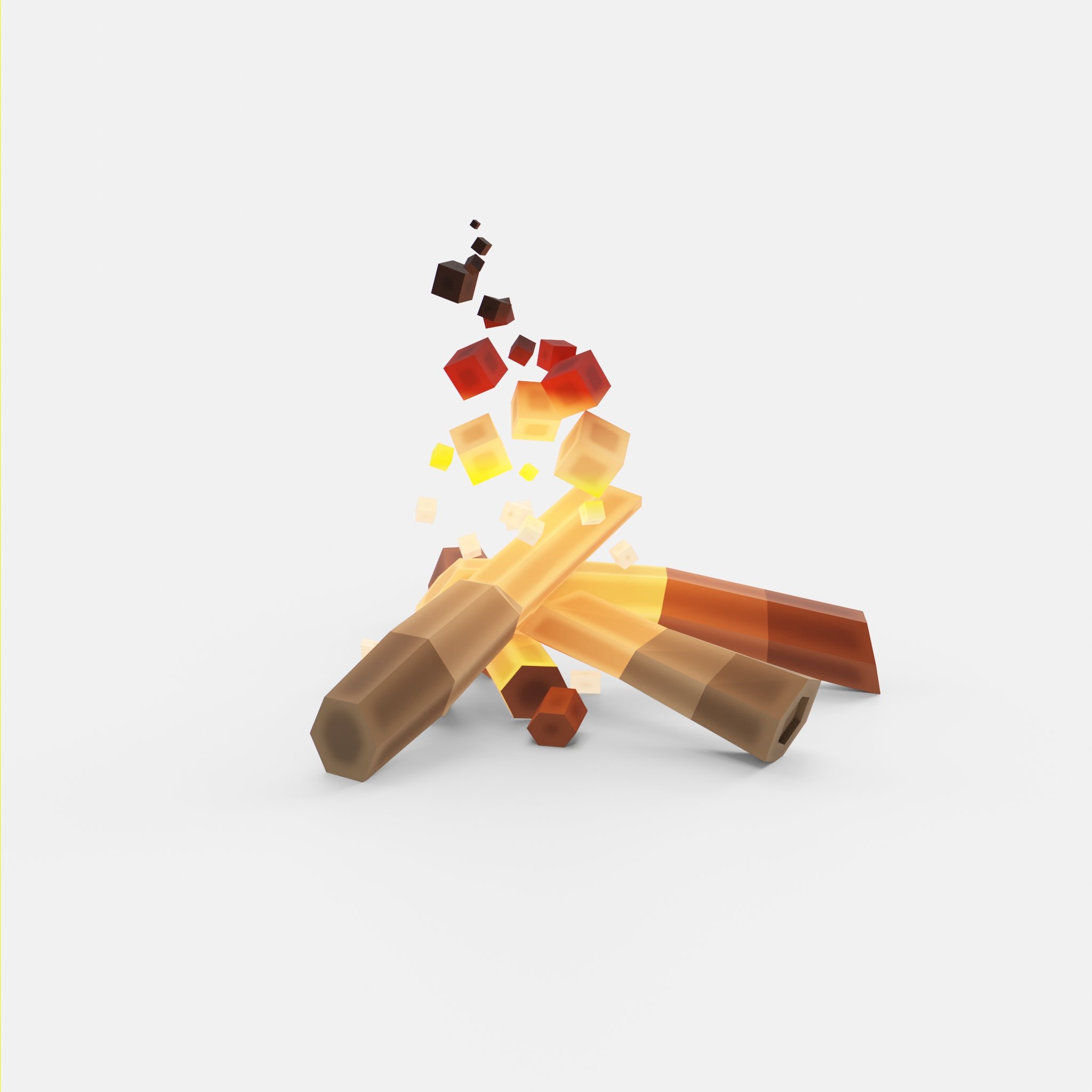 Low Poly Bonfire | Environment Elements models | BlenderKit