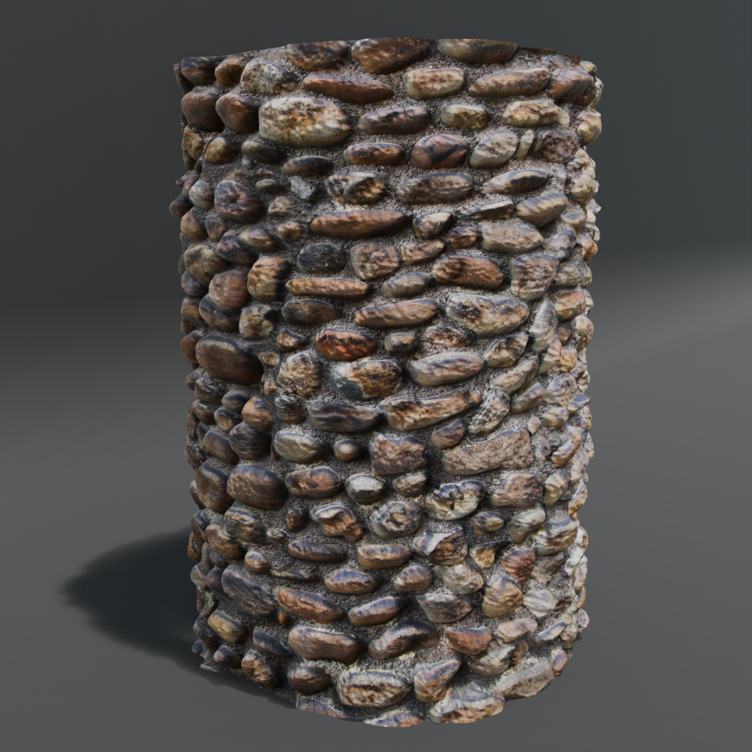 Stone Cylinder Post Pillar River Cobble | Historic Buildings models ...