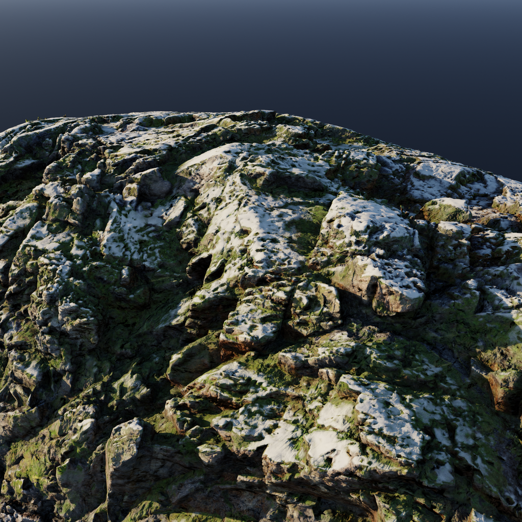Moss Snow Ground Boulder Rocks | Environment Elements models | BlenderKit