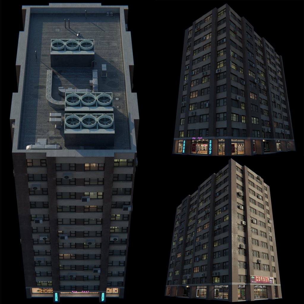 Procedural building | FREE Commercial Buildings models | BlenderKit
