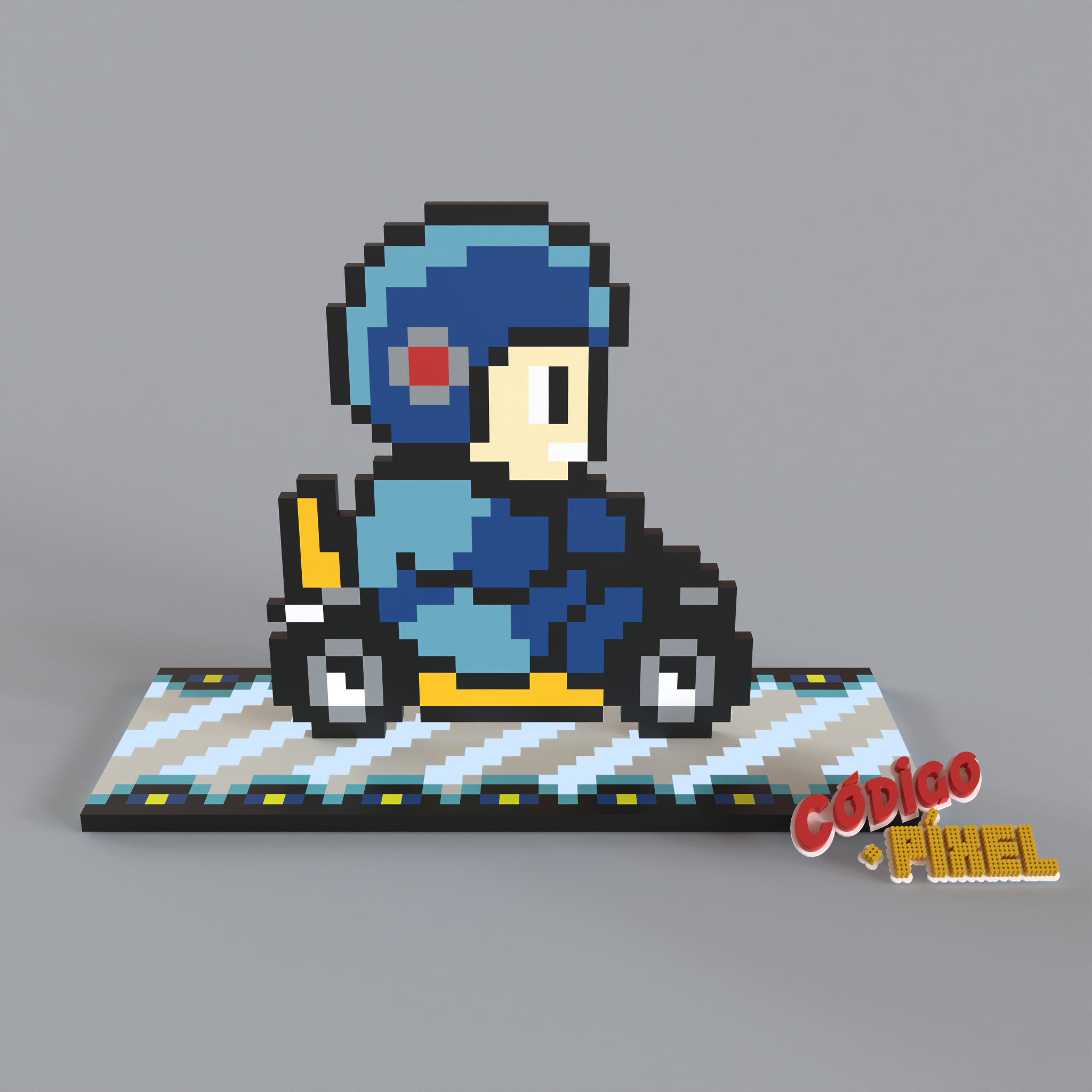 SMK031 - Super Pixel Kart Megaman | FREE 3D Character models | BlenderKit