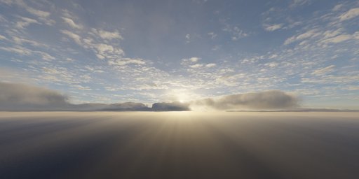 Low Clouds with Sunrays Sunset | Nature HDRis | BlenderKit
