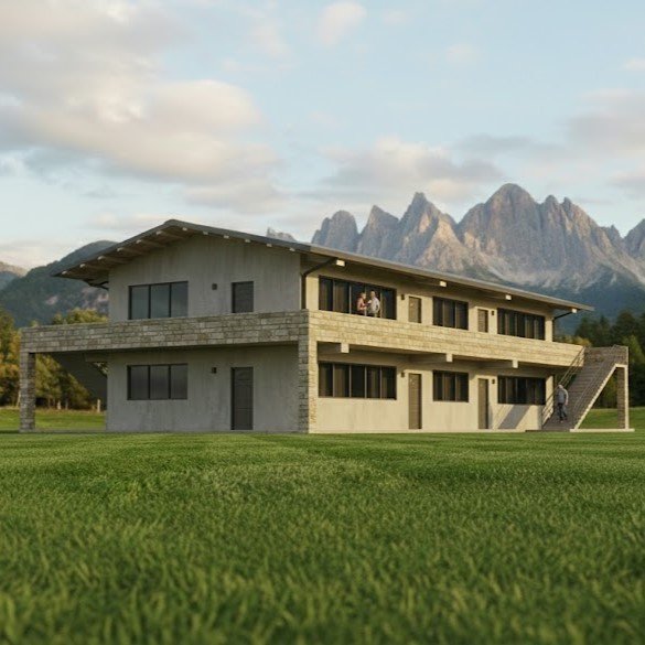 Two-Story Residential Building | Buildings models | BlenderKit