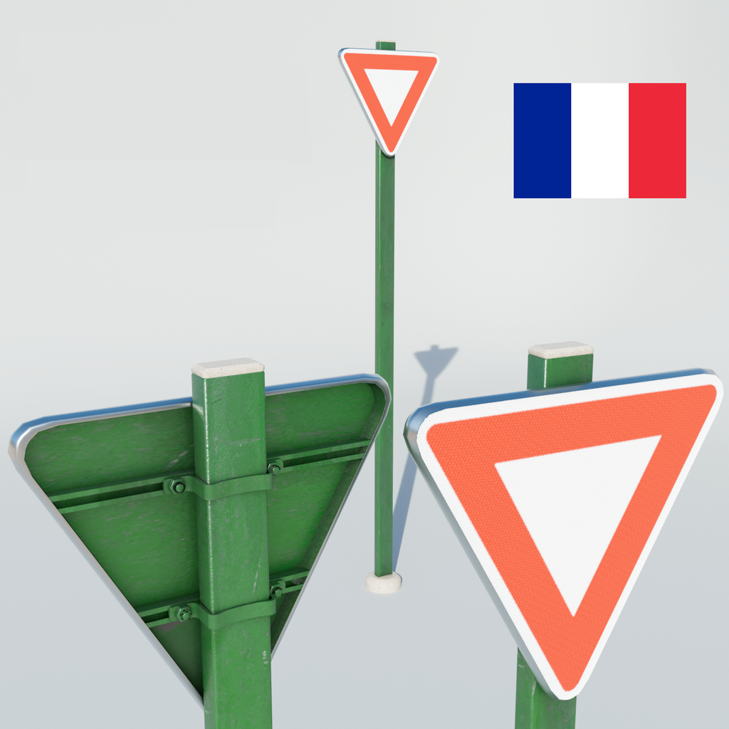 Traffic Sign(Give way) | FREE Urban Environment models | BlenderKit