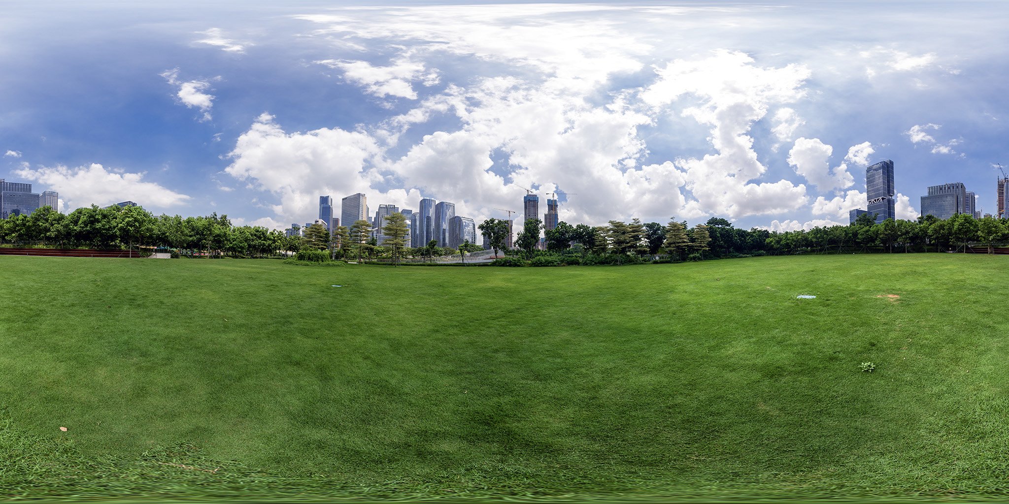 Midday cloudy green lawn | Cityscapes HDRis | BlenderKit