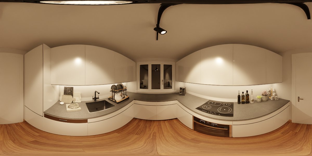 Small Kitchen Night | Interiors HDRis | BlenderKit