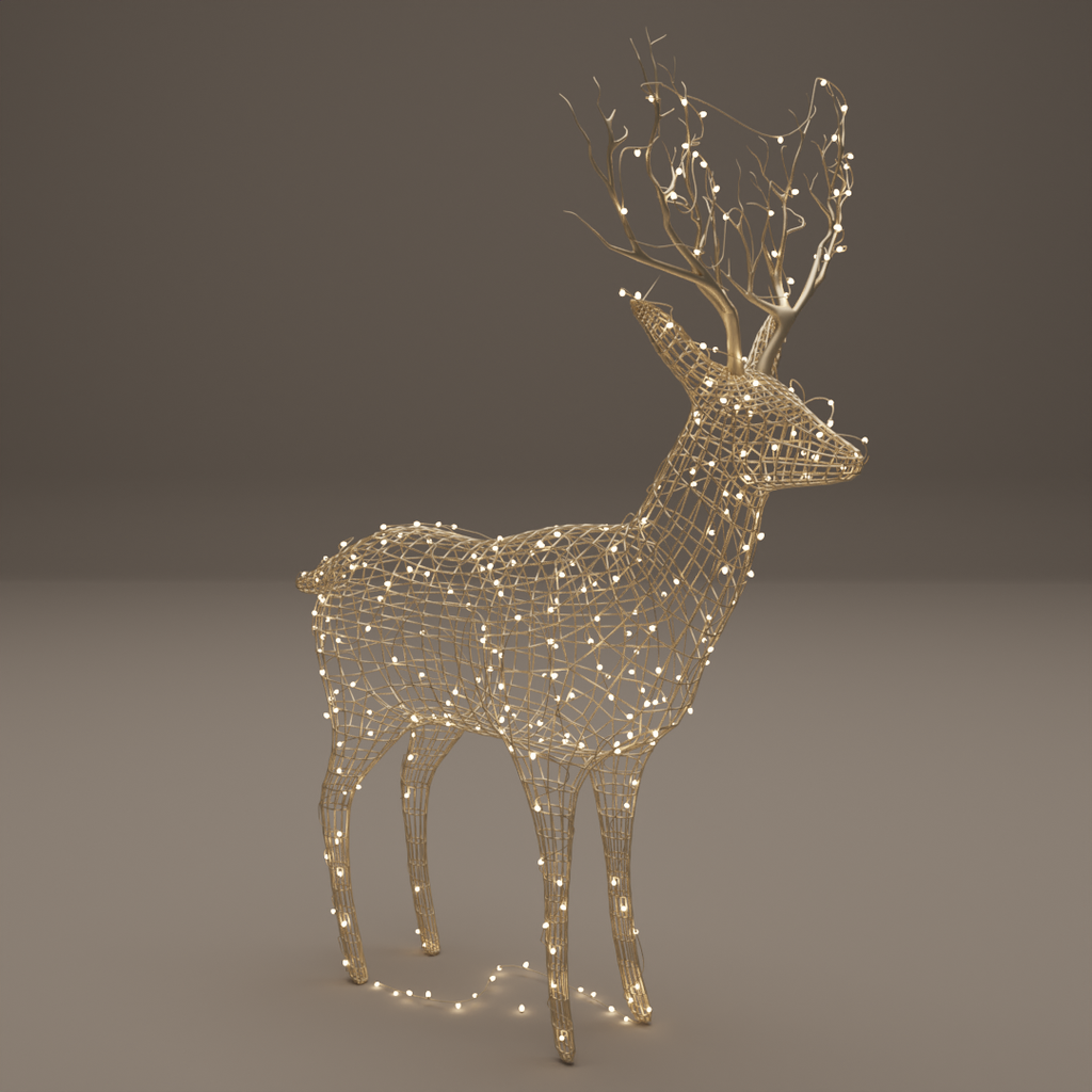 Christmas Deer LED Wireframe | Interior Sculptures models | BlenderKit