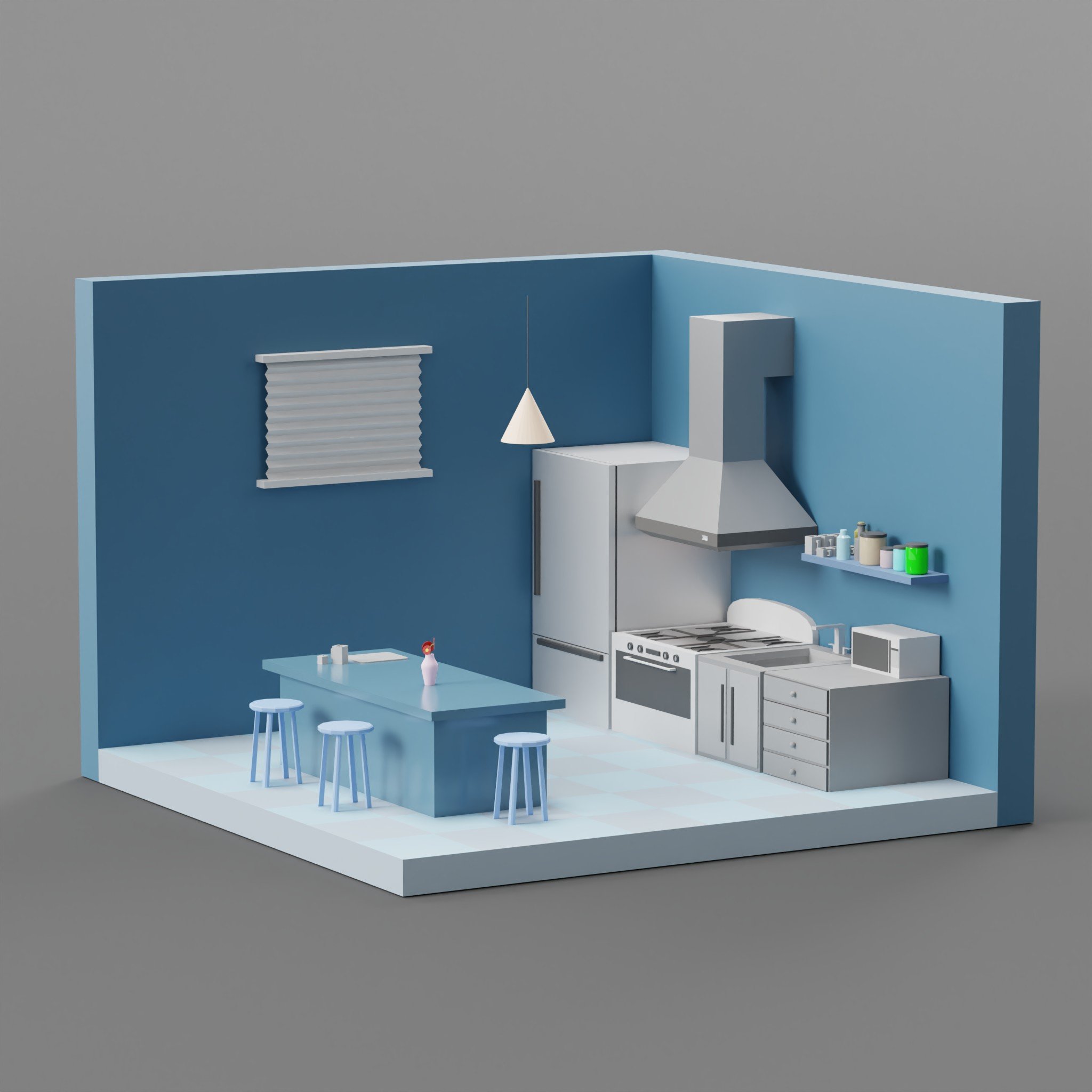 Kitchen set lowpoly | Kitchen Sets models | BlenderKit