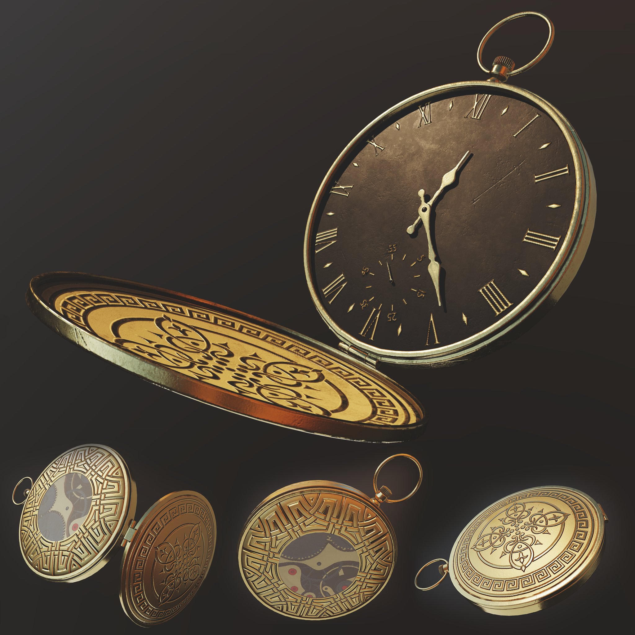 Antique pocket watch | Clocks models | BlenderKit