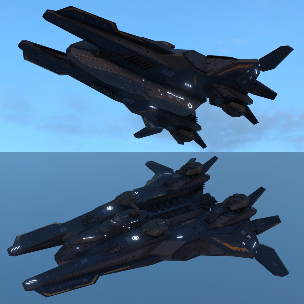 SpaceShip BattleCruiser C | Military Aircraft models | BlenderKit