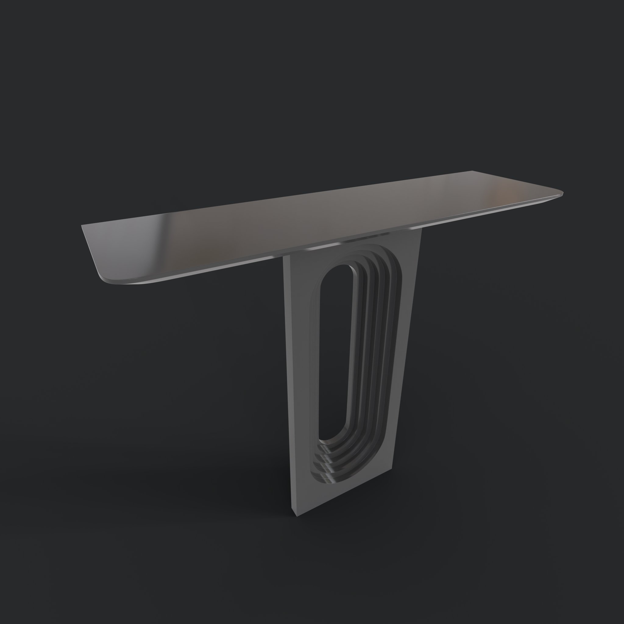 Japandi Narrow Wood Black Console Table | FREE Tables models | BlenderKit