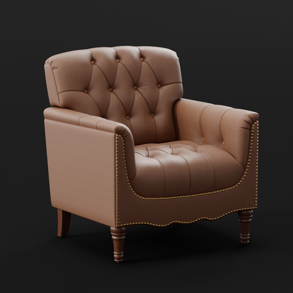 Classic Tufted Armchair | Armchairs models | BlenderKit