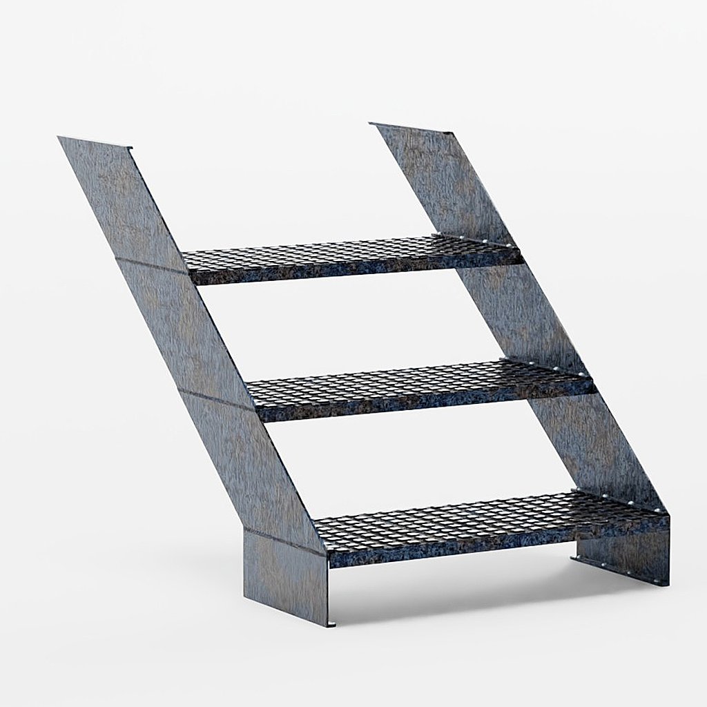 Metal Steps Triple | Stairs models | BlenderKit