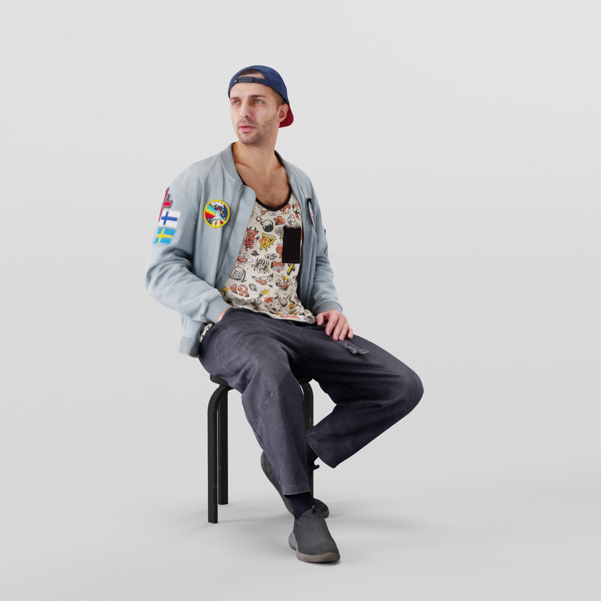 Chill Boy sitting with Stylish Outfit | Men models | BlenderKit