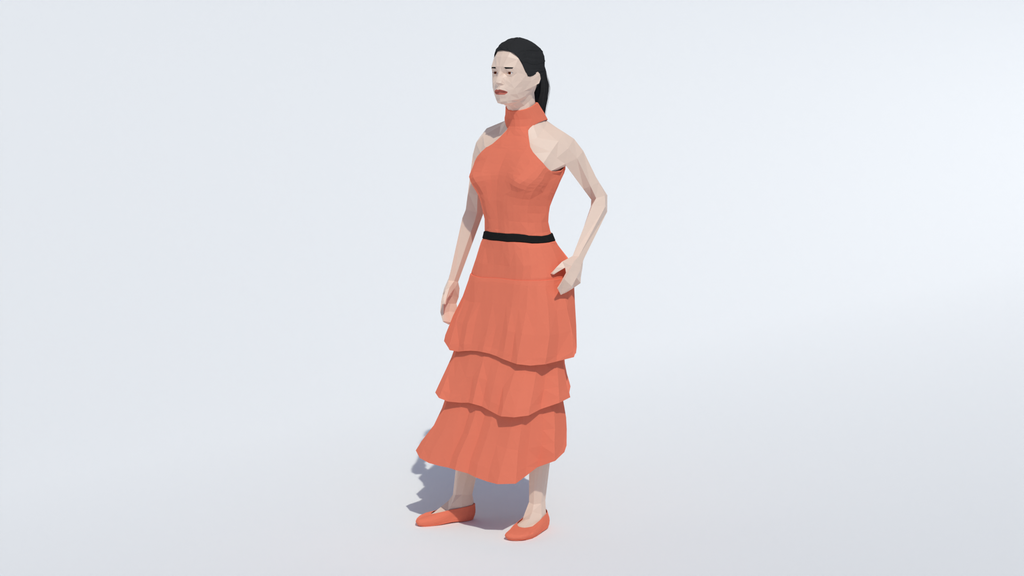 Low Poly Long Dress Woman | Women models | BlenderKit