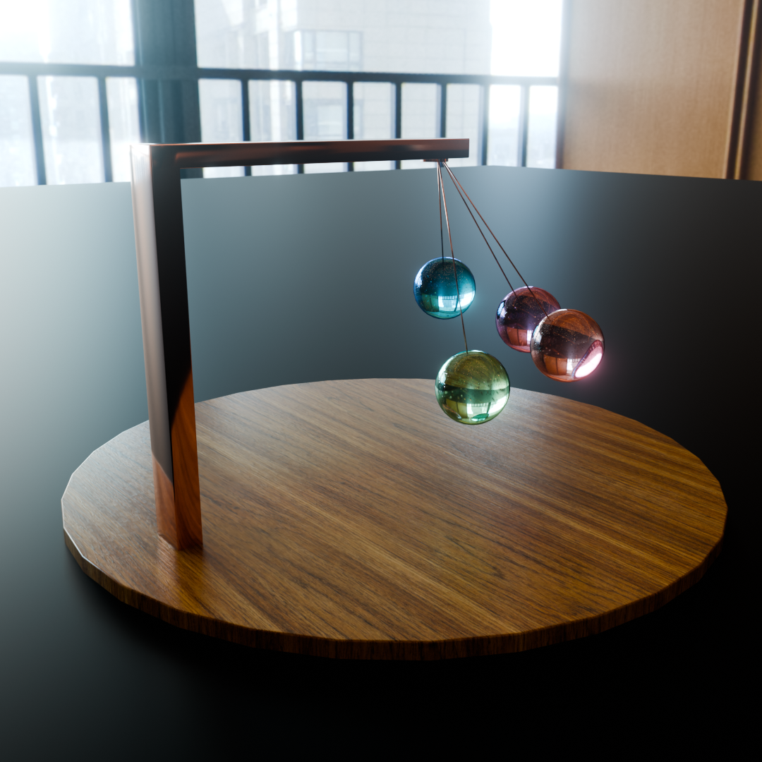 Newton's Cradle Realistic Loop Animation | Background scenes | BlenderKit