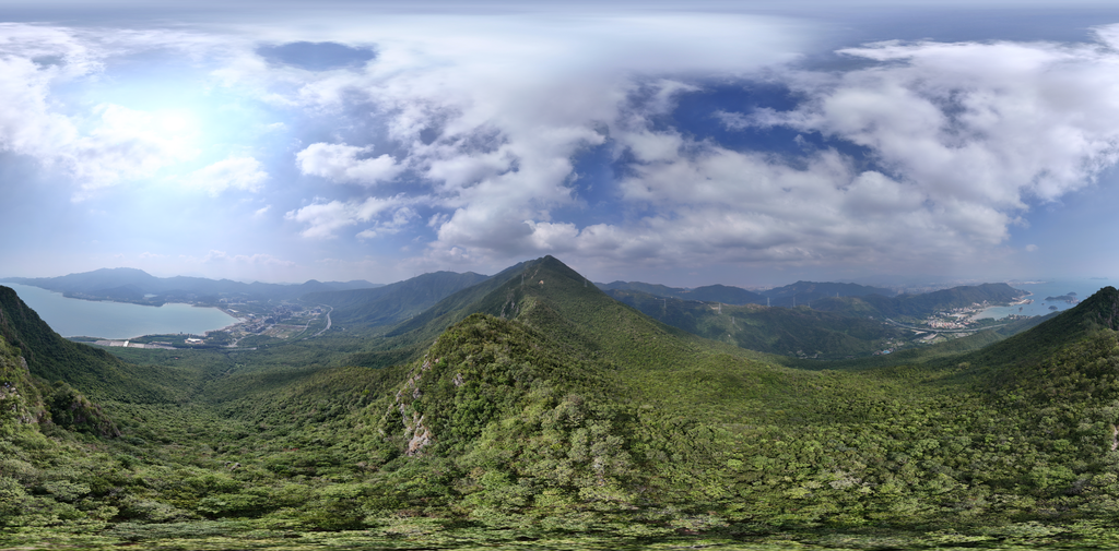 Green tree mountain cloud bluesky | Nature HDRis | BlenderKit