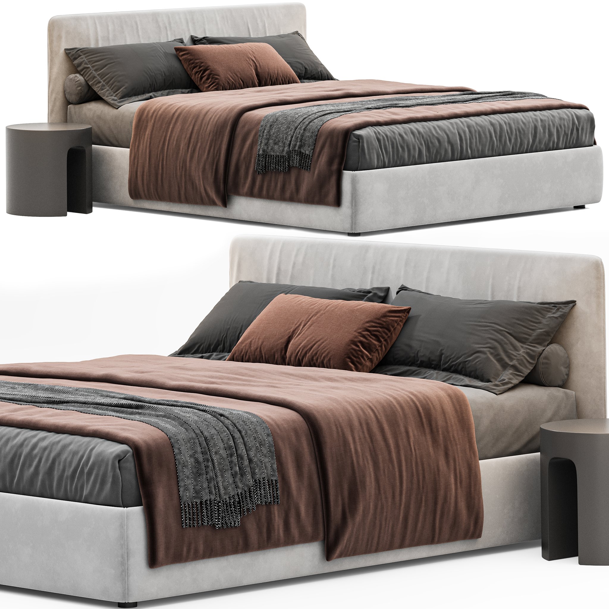 Upholstered double bed Bolzan Letti | Beds models | BlenderKit