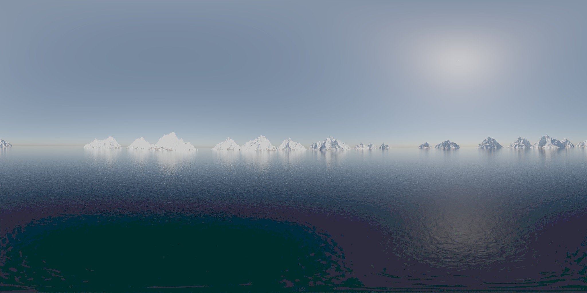 Mountains on the ocean | FREE Water Environments HDRis | BlenderKit