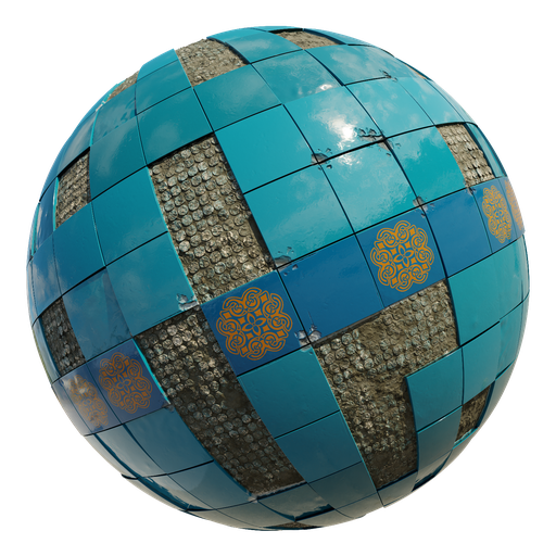 Blue damaged tiles | FREE tiles materials | BlenderKit
