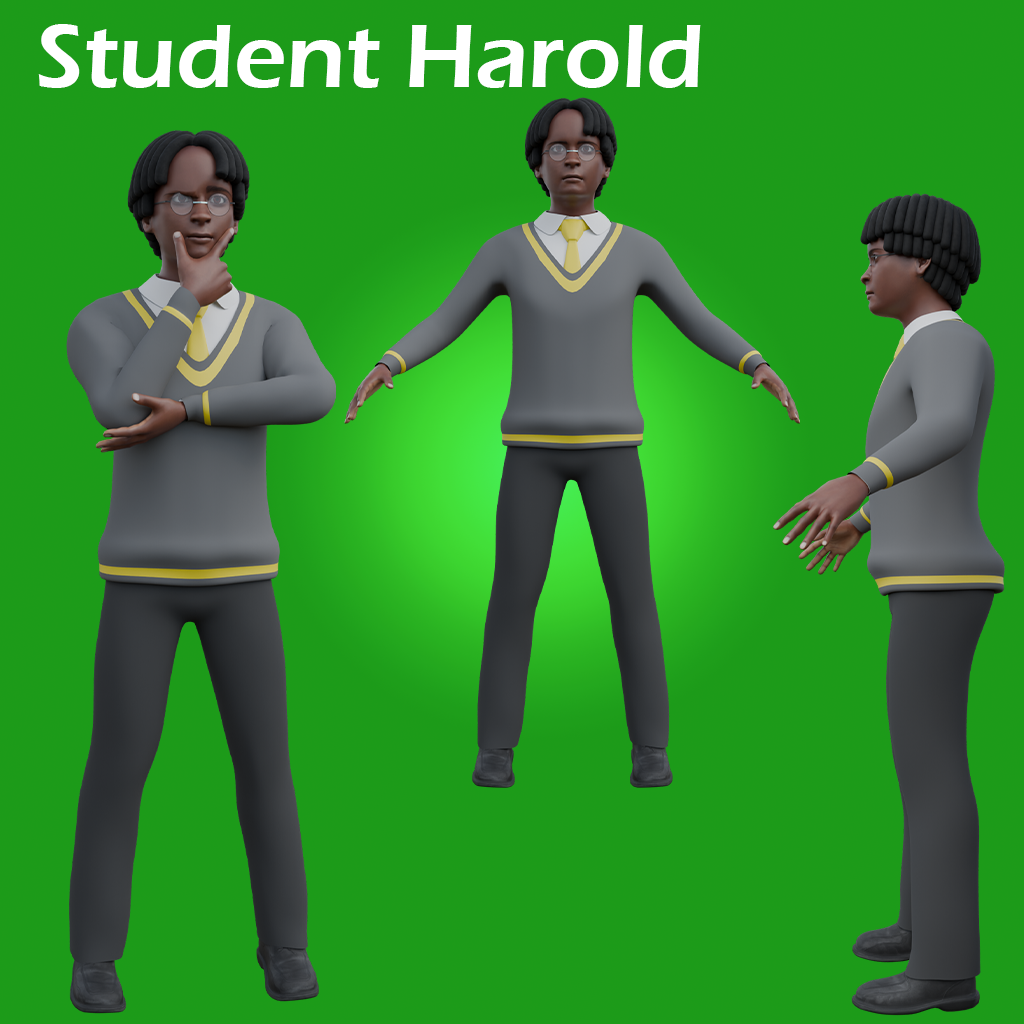 Student Harold | Men models | BlenderKit