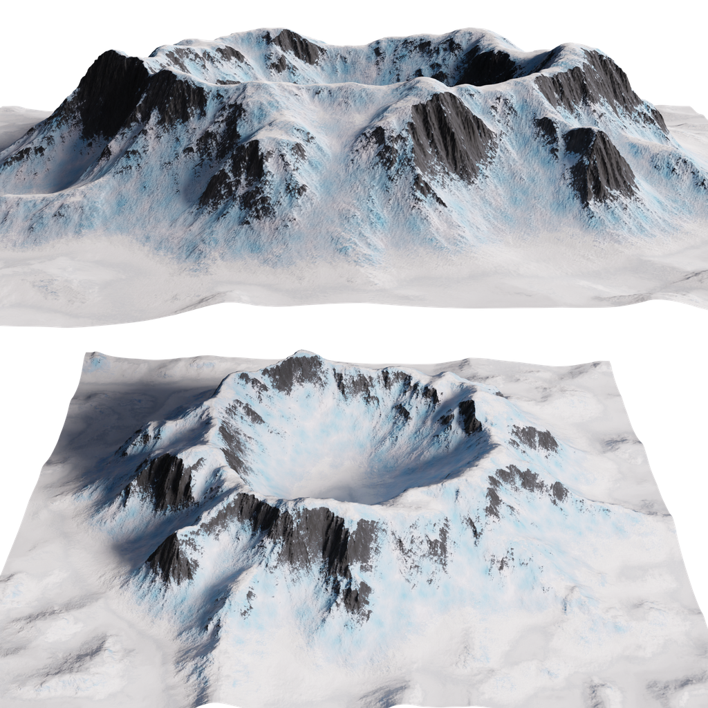 Snow Crater Mountains | Terrains models | BlenderKit
