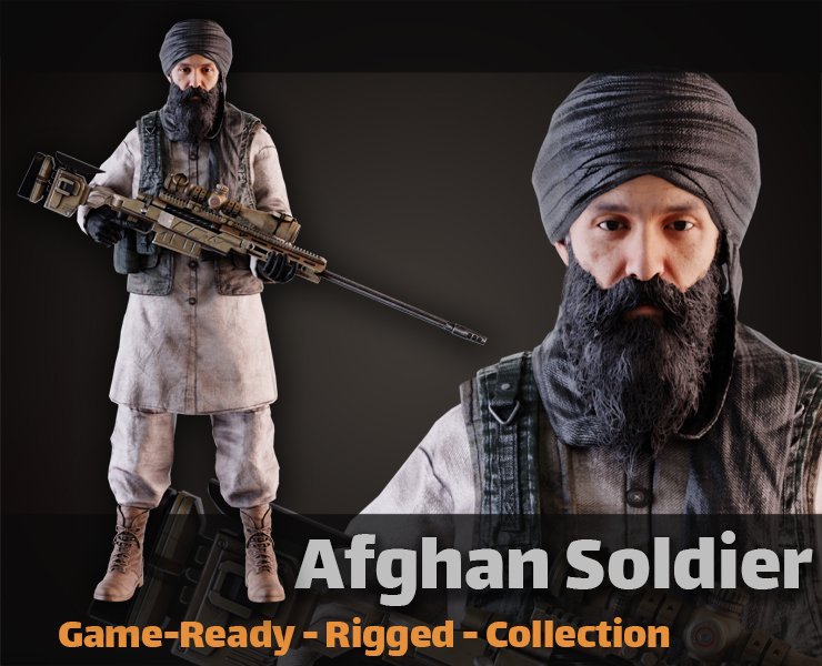 Afghan warrior military character | Military Characters models | BlenderKit